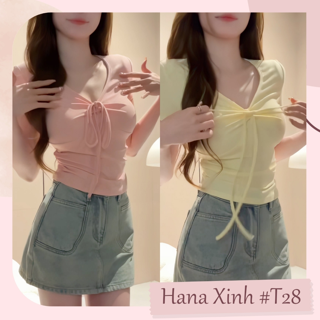 Áo Thun Buộc Dây Ngực Cổ Chữ V Chất Liệu Cao Cấp Co Dãn 4 Chiều - T28 | Shopee Việt Nam