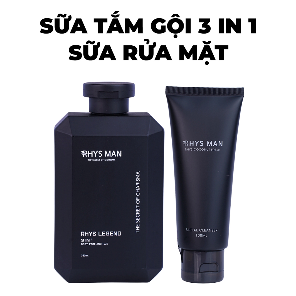 Sữa tắm gội nam 3in1 Rhys Man 350ml & Dung dịch vệ sinh nam bạc hà ...