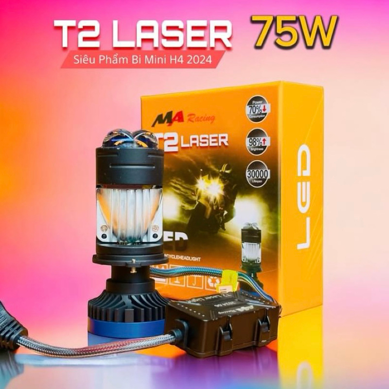 Đèn bi mini T2 Laser chính hãng Maracing 75W chân H4 | Shopee Việt Nam