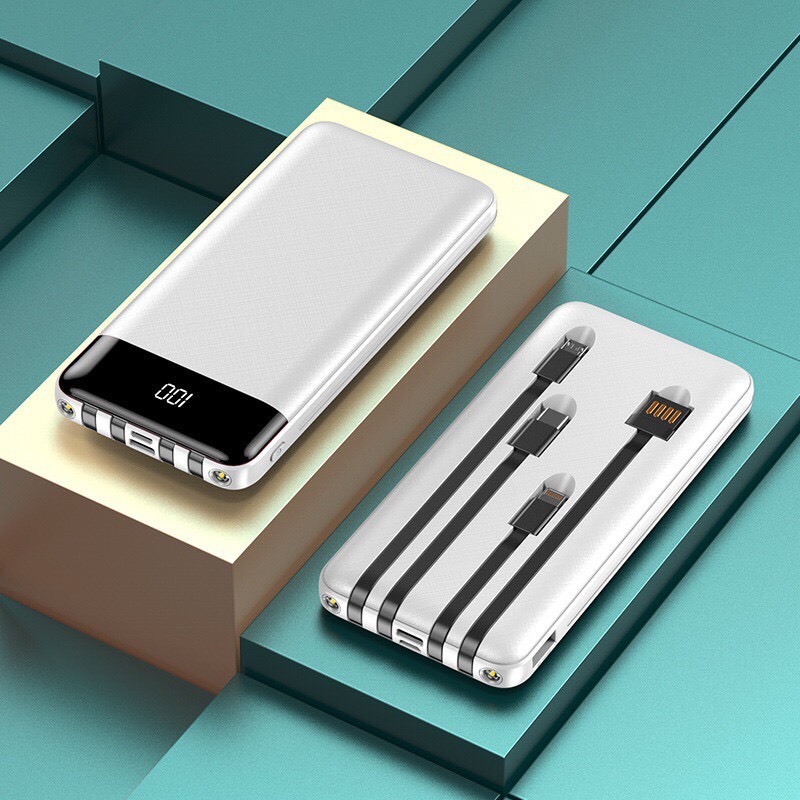 Sạc dự phòng 10000mah 4 dây sạc đa năng dung lượng thật daru | Shopee ...