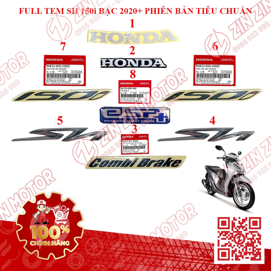 Tem Xe SH 150i Bạc, Tem Rời SH 2020 Phiên Bản Tiêu Chuẩn Chính Hãng ...