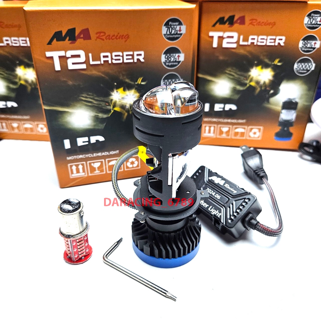 [ Tặng led audi]Đèn Pha LED Bi Mini T2 LASER TÂM VÀNG siêu sáng mới ...
