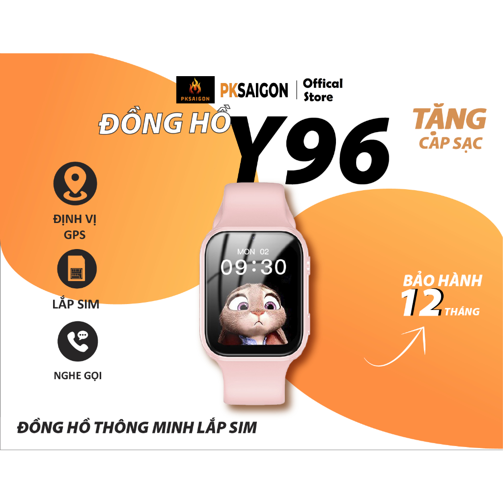 Đồng hồ trẻ em Y96 Nghe gọi Video Nhắn tin Định vị Có Tiếng Việt Chống ...