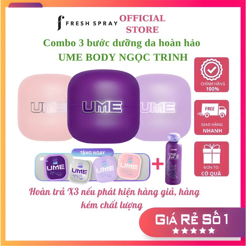 Combo Dưỡng Trắng Da Body Ume Ngọc Trinh Giúp Trắng Da, Chống Nắng Toàn ...