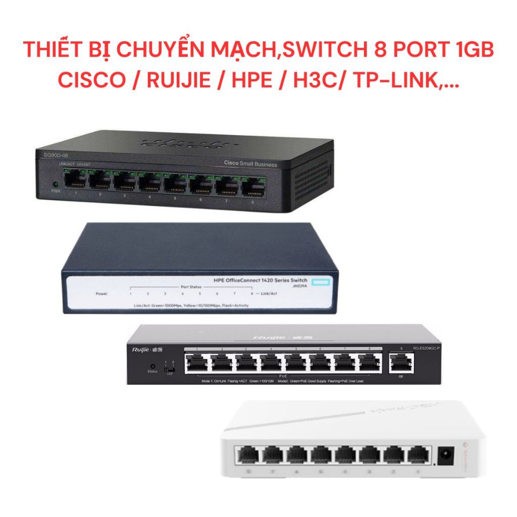 Thiết Bị Chuyển Mạch, Bộ Chia Mạng, Switch 8 Port 1GB CISCO / HPE / H3C ...