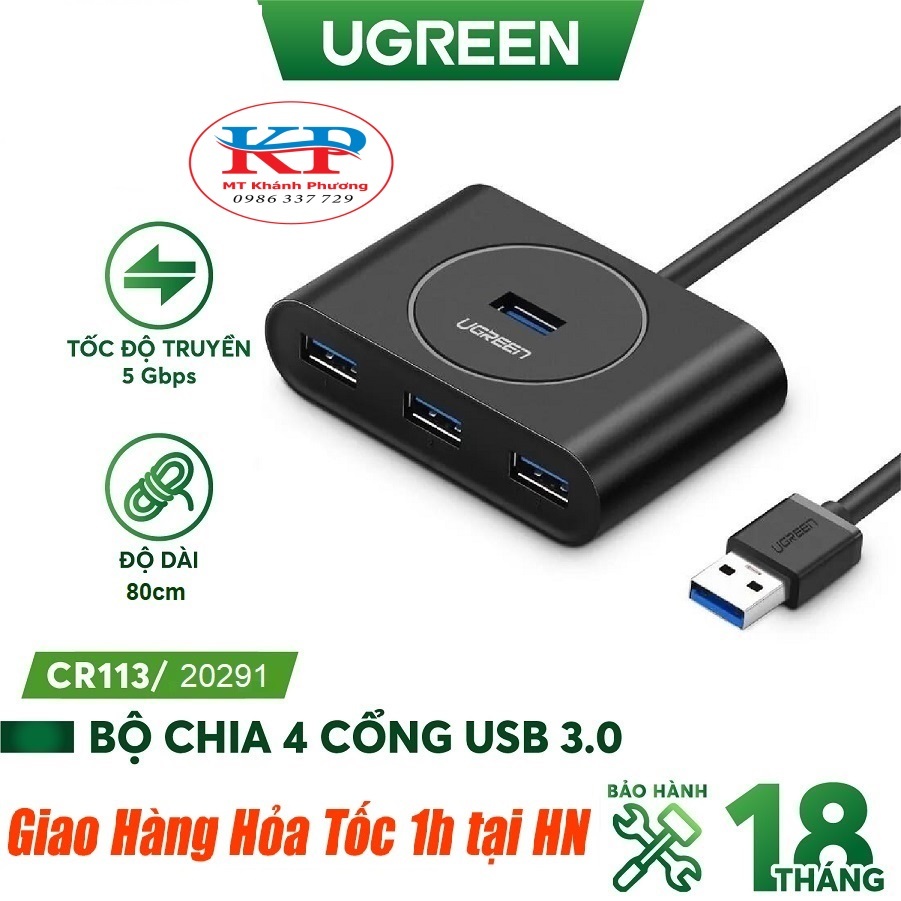 Bộ Chia USB 4 Cổng 3.0 UGREEN 20291 Dây Dài 1m - Hàng Chính hãng ...