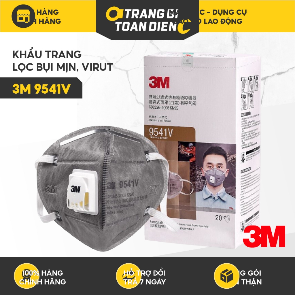 Khẩu trang phòng độc 3M 9541, 3M 9541V có van 4 lớp kháng khuẩn lọc bụi mịn hơi hữu cơ mùi, Khẩu ...