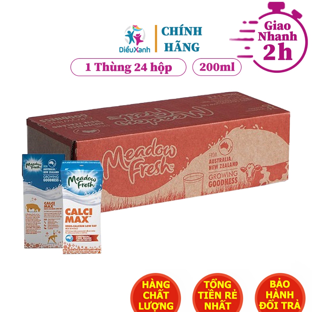 Thùng Sữa Meadow Fresh Canxi 200ml - Sữa Tươi Tiệt Trùng Ít Béo - Tăng ...