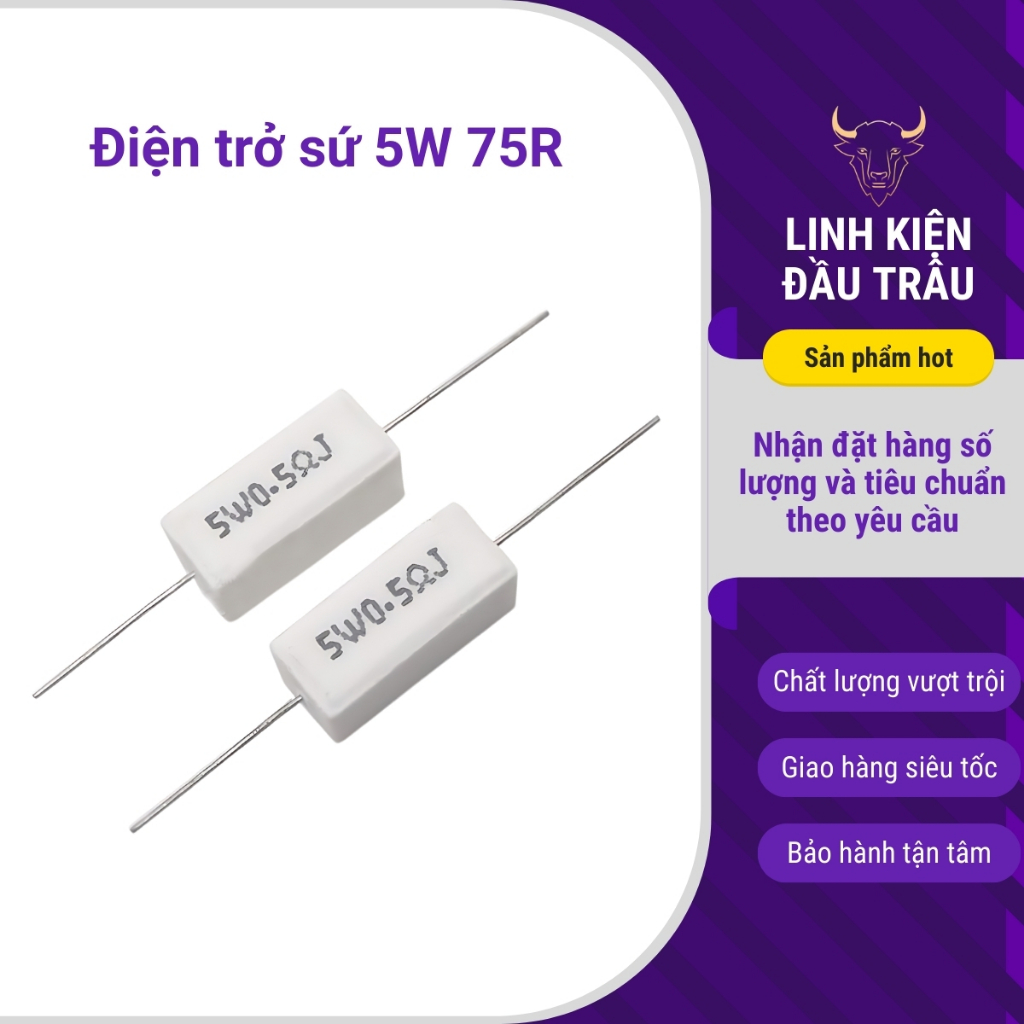 Điện trở sứ 5W 75R 5% Linh Kiện Đầu Trâu. | Shopee Việt Nam