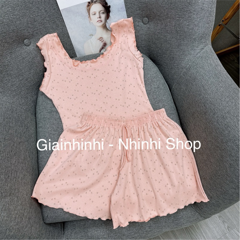 Sét đồ ngủ in hình áo ba lỗ sexxy thun co giãn, Bộ ngủ viền bèo BN0086 - NhiNhi Shop | Shopee ...