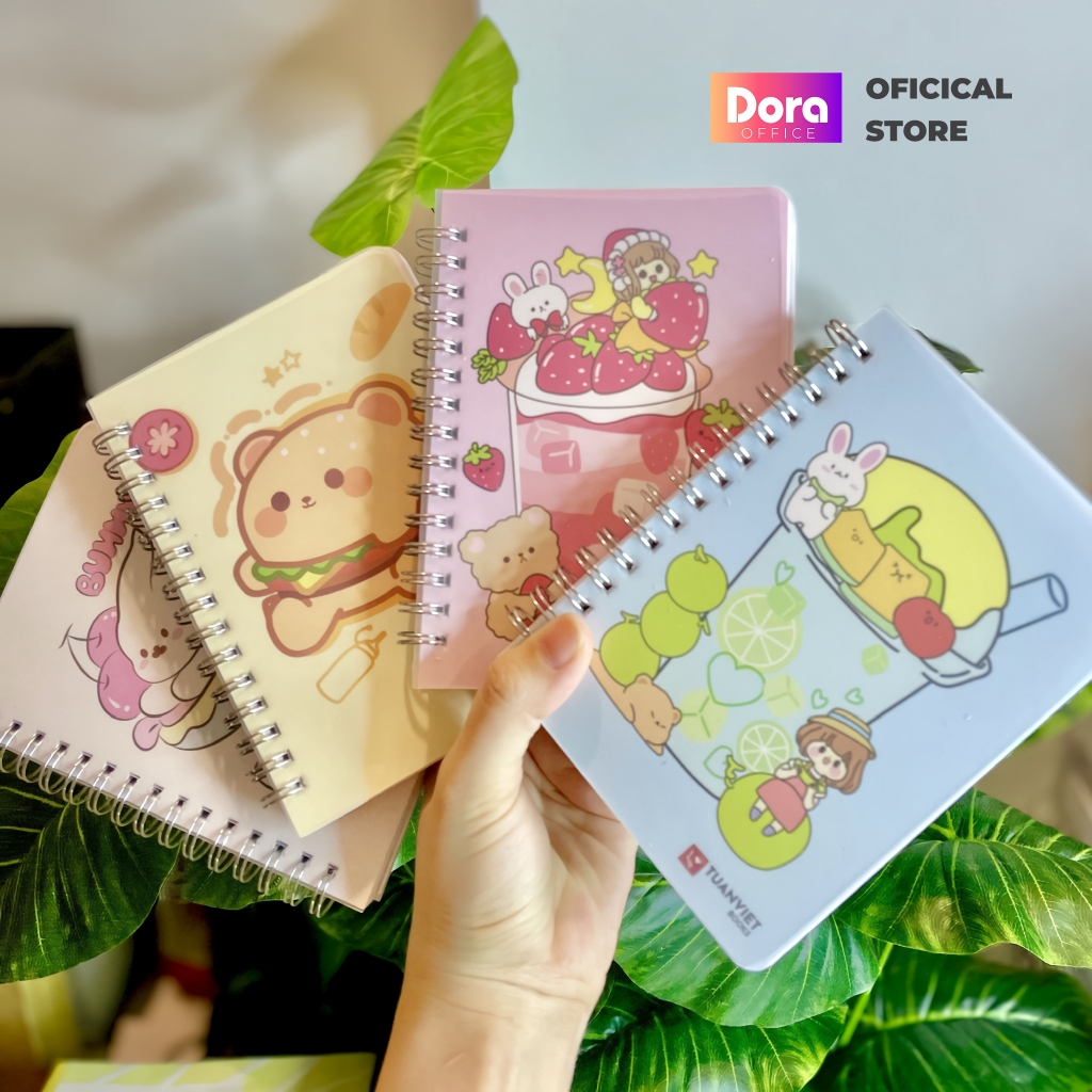 Sổ lò xo kẻ ngang 200 trang A6 TUANVIET BOOKS Bìa Nhựa Hoạt Hình Dễ Thương | Shopee Việt Nam