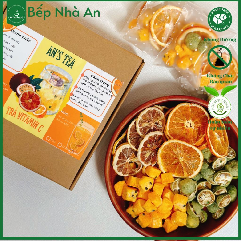 Trà Vitamin C Detox trắng da theo công thức của Triệu Lộ Tư (Chanh leo, Quất Xanh, Cam vàng ...