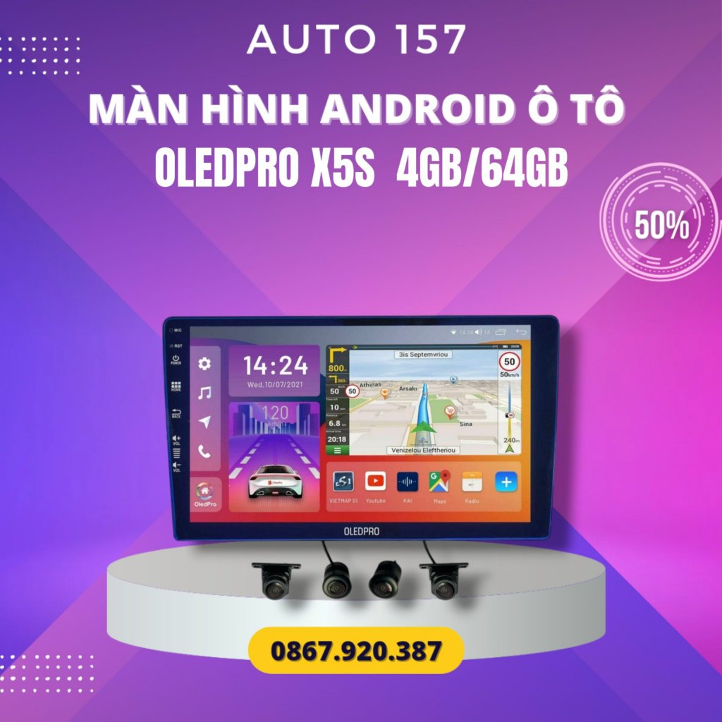 Màn Hình DVD Android Ô Tô OLEDPRO X5s Tích Hợp Camera 360 9 inch Ram 4-64 Chip 8 Nhân mạnh mẽ ...