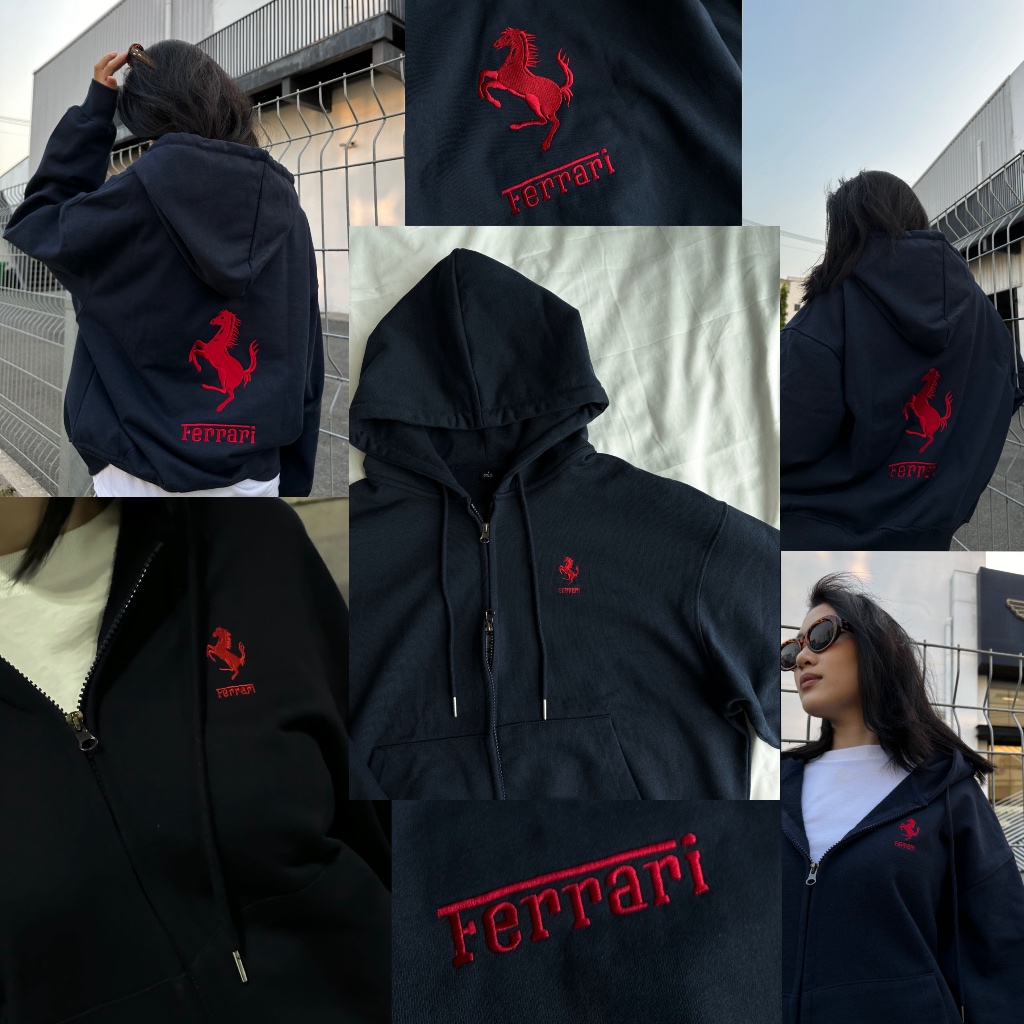 Áo Hoodie Zip FERRARI Full Hình Thêu Cao Cấp Sắc Nét, Áo Hoodie Nam Nữ ...