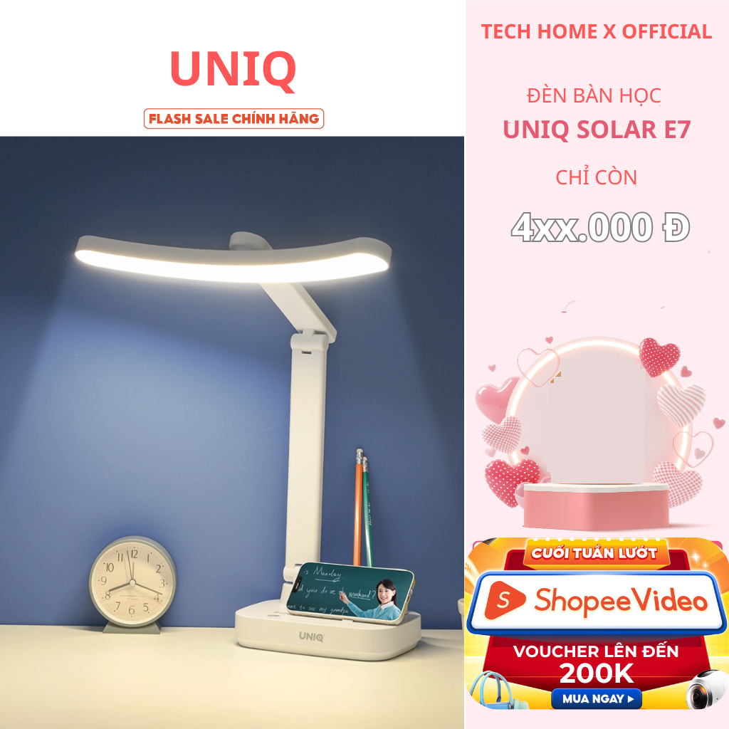 Đèn học đọc sách làm việc UNIQ SOLAR E7 chống cận để bàn tích điện bảo ...
