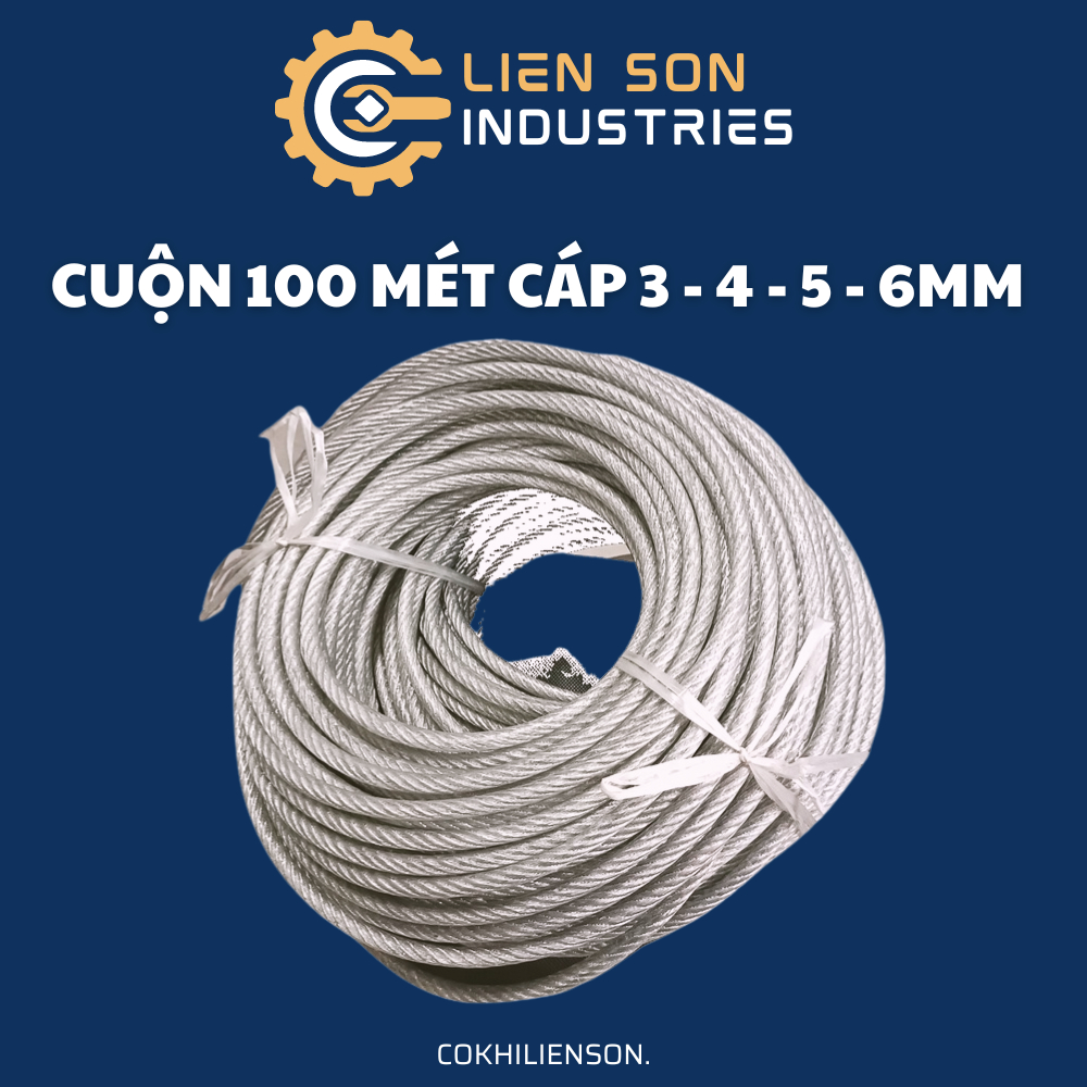 Cuộn 100 mét Dây cáp bọc nhựa phi 3ly 4mm - 5mm - 6mm cuộn 50 mét, 100 ...
