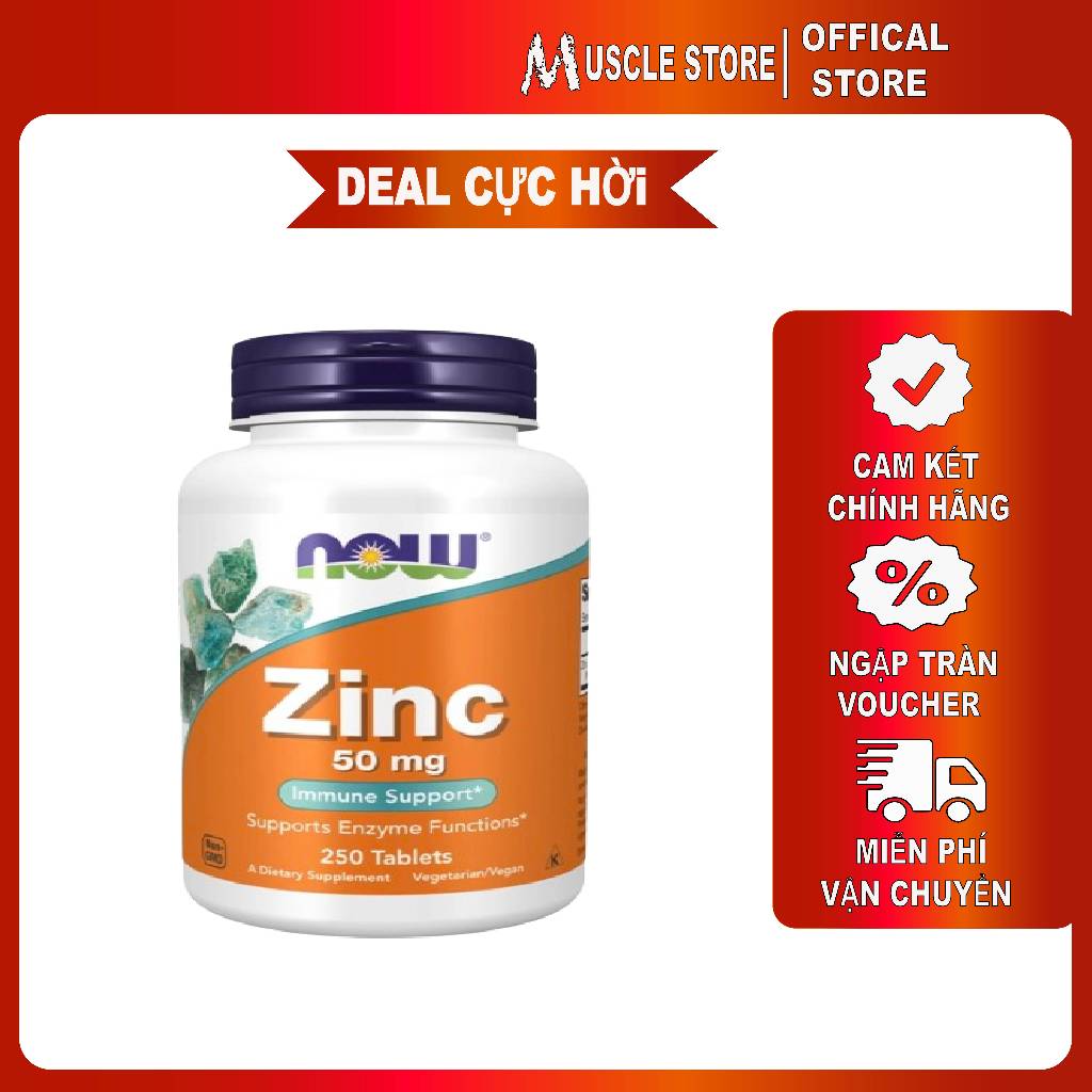 Viên Uống Bổ Sung Kẽm Now Zinc Gluconate 50mg 250 Viên Tăng Miễn Dịch Khả Năng Nam Giới