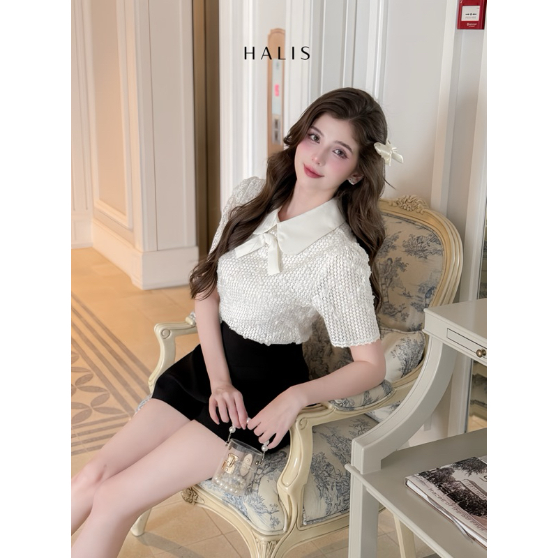 HALIS STUDIO - Áo cổ sen ren hoa hồng Zena Top | Shopee Việt Nam
