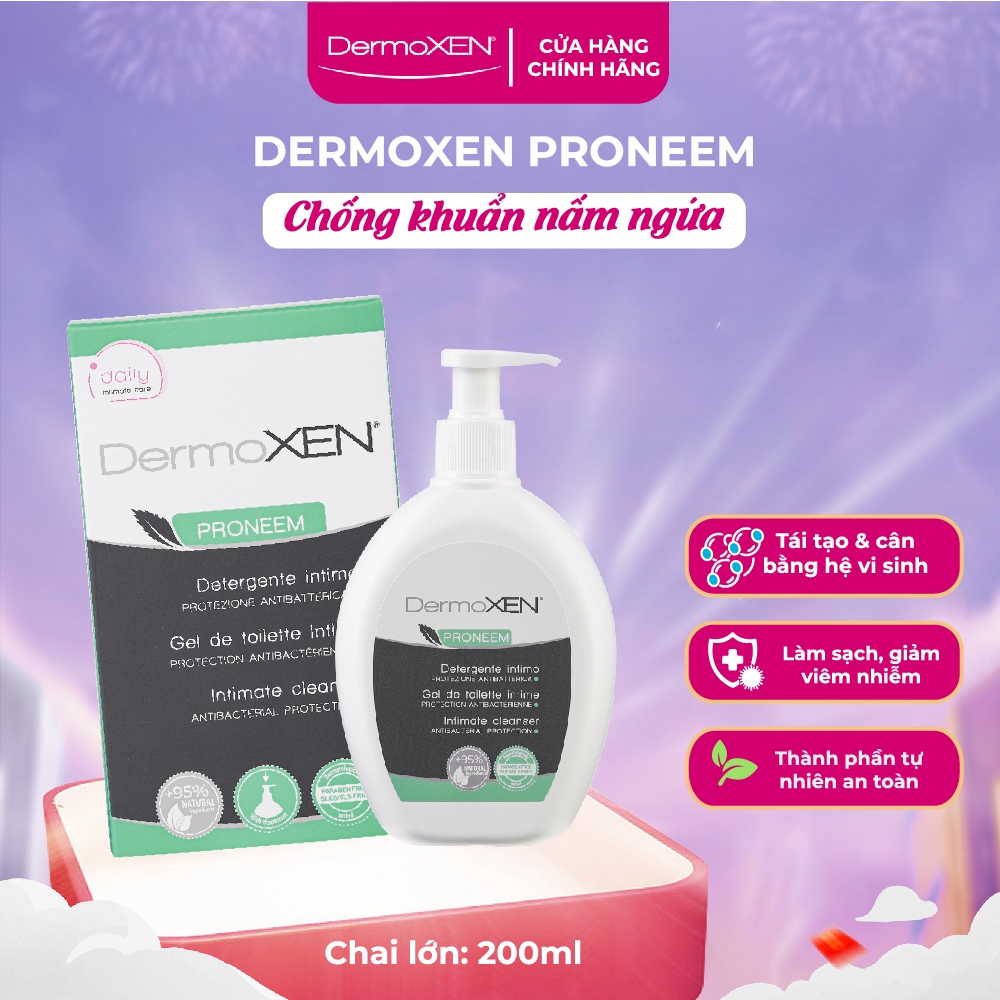 Dung dịch vệ sinh phụ nữ DermoXEN Proneem 200ml ngừa khuẩn nấm nhập khẩu chính hãng Italy ...