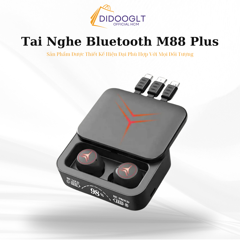 Tai nghe Bluetooth M88 Plus kiêm sạc dự phòng, hiển thị dung lượng pin ...