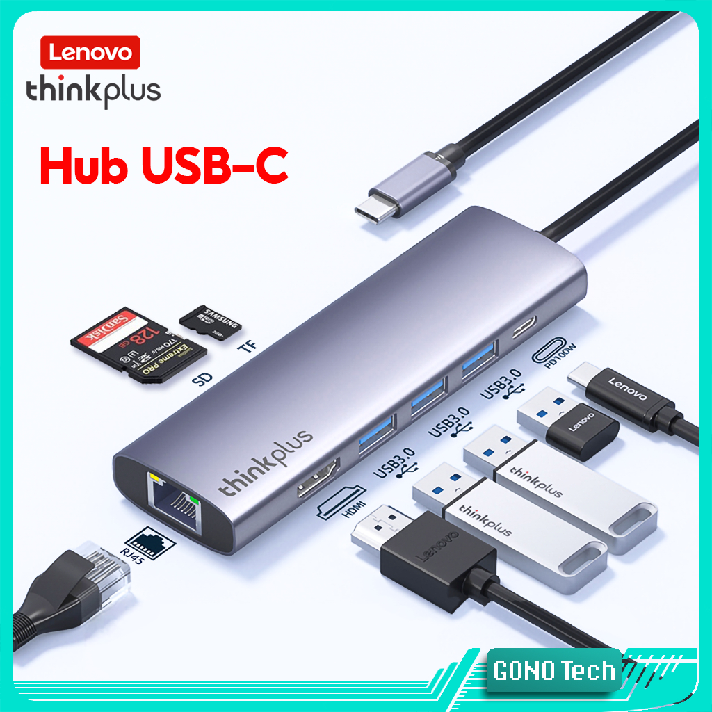 Hub Type C Lenovo Thinkplus | Chuyển USB-C to HDMI 4K PD 100W RJ45 SD ...