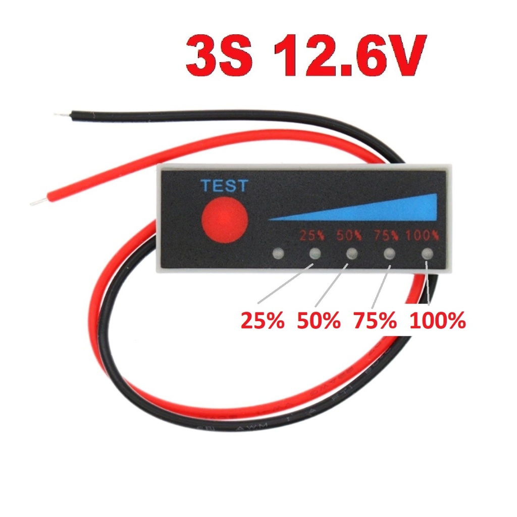 (Sỉ 19k) Mạch báo pin 3s 12,6v. Đồng hồ có 5 đèn led báo, hiển thị phần ...