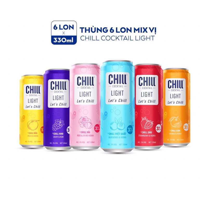 Combo 6 lon Chill Cocktail Light - Sukura mix vị | Shopee Việt Nam