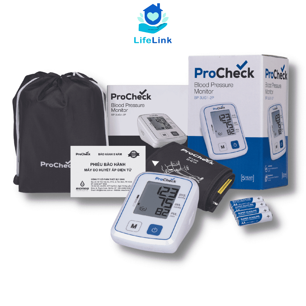 Máy đo huyết áp, nhịp tim tự động ProCheck 3UG1-2P với 1 nút bấm có cảnh báo rối loạn nhịp tim ...