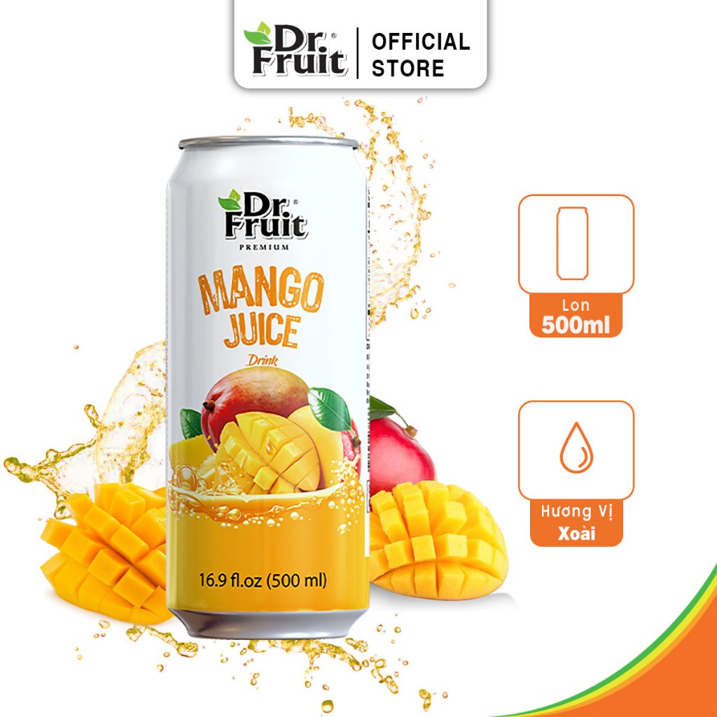 Nước ép trái cây Dr Fruit Premium vị Xoài lon 500ml - Tốt cho sức khỏe ...