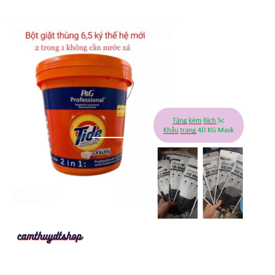 Bột giặt TIDE hương DOWNY thơm lâu DATE 2026, Xô 6.5kg (tặng kèm 5c ...