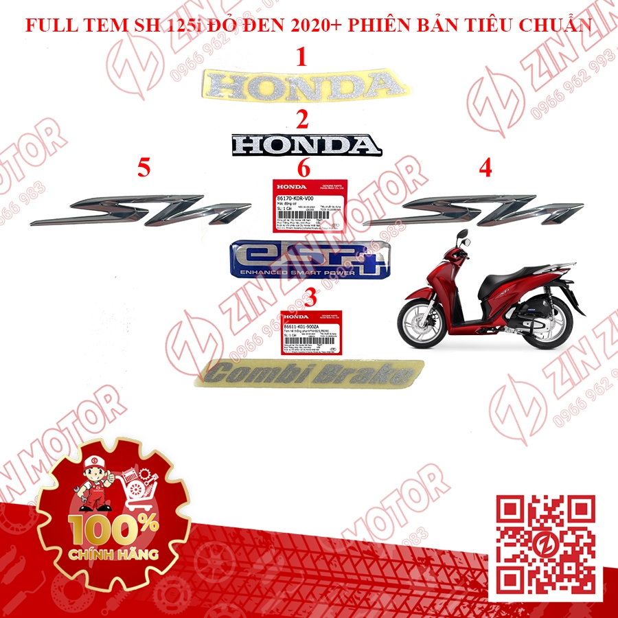 Tem Xe SH 125i Đỏ Đen, Tem Rời SH 2020 Phiên Bản Tiêu Chuẩn Chính Hãng ...