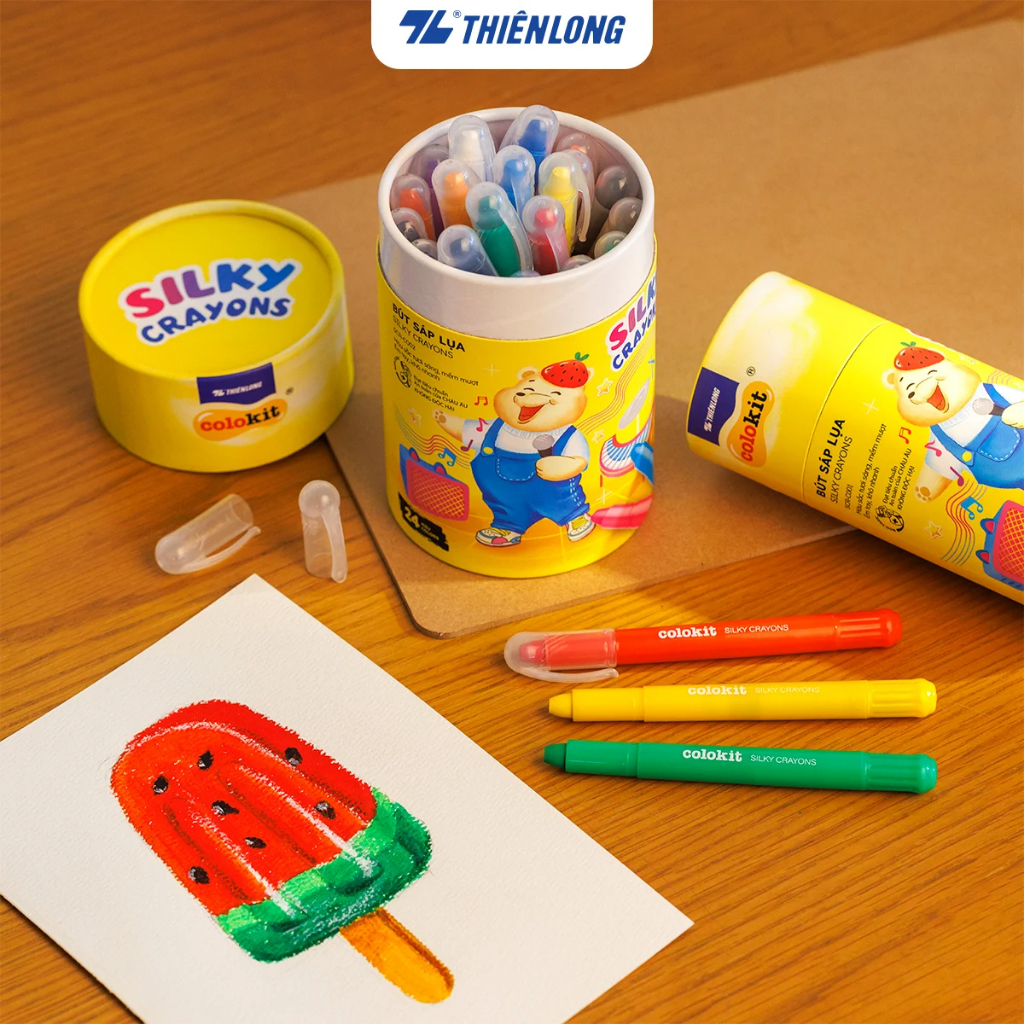 Bút sáp lụa vặn - Silky Crayons Thiên Long Colokit - Mềm khô nhanh ...
