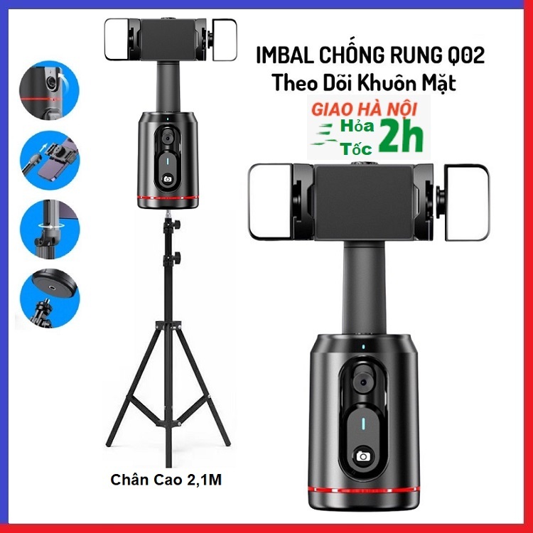 Gimbal AI Tự Động Mới Nhất 2024, Tặng 2 Đèn LED RGB, Gymbal Q02 Nhận ...