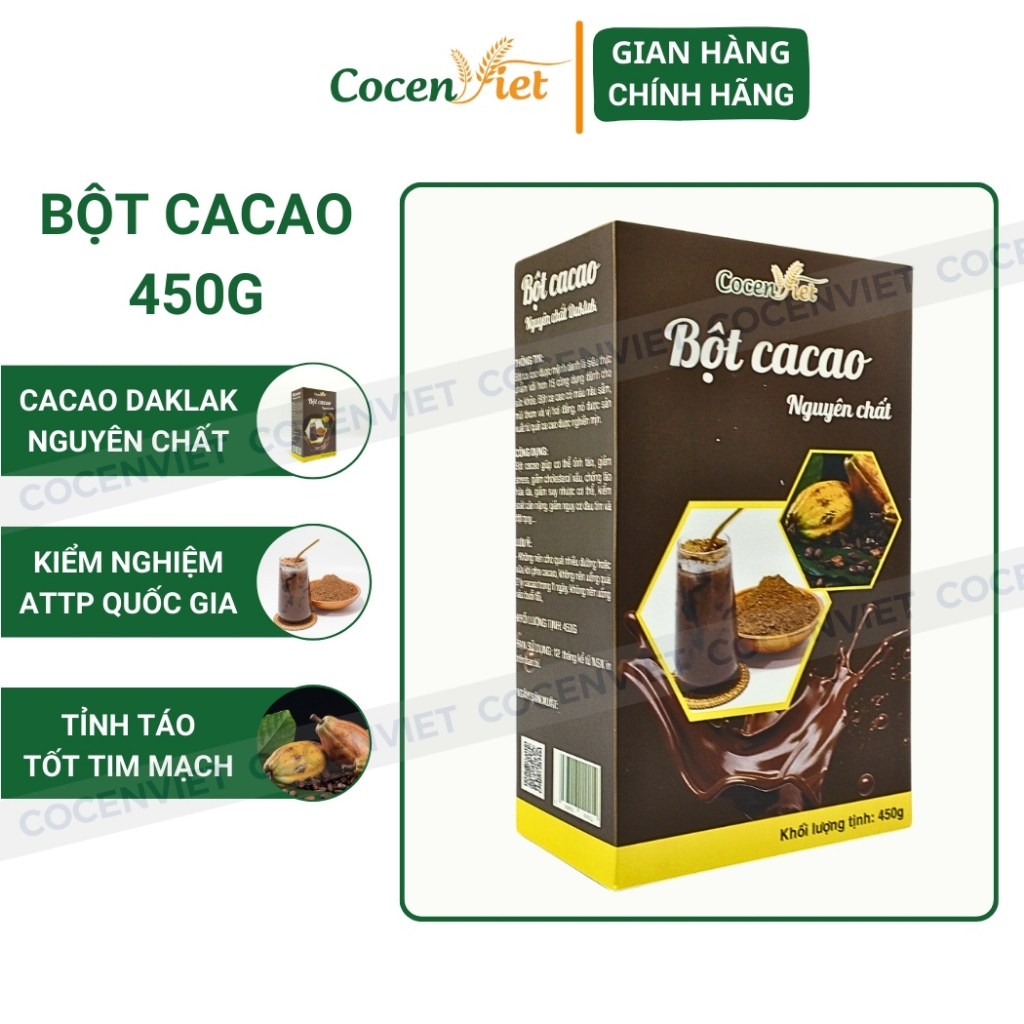 Hộp 450gr Bột Cacao Nguyên Chất Hộp Loại 1, Bột Ca Cao Hàng Chuẩn Daklak Cực Thơm Ngon Bổ Dưỡng ...