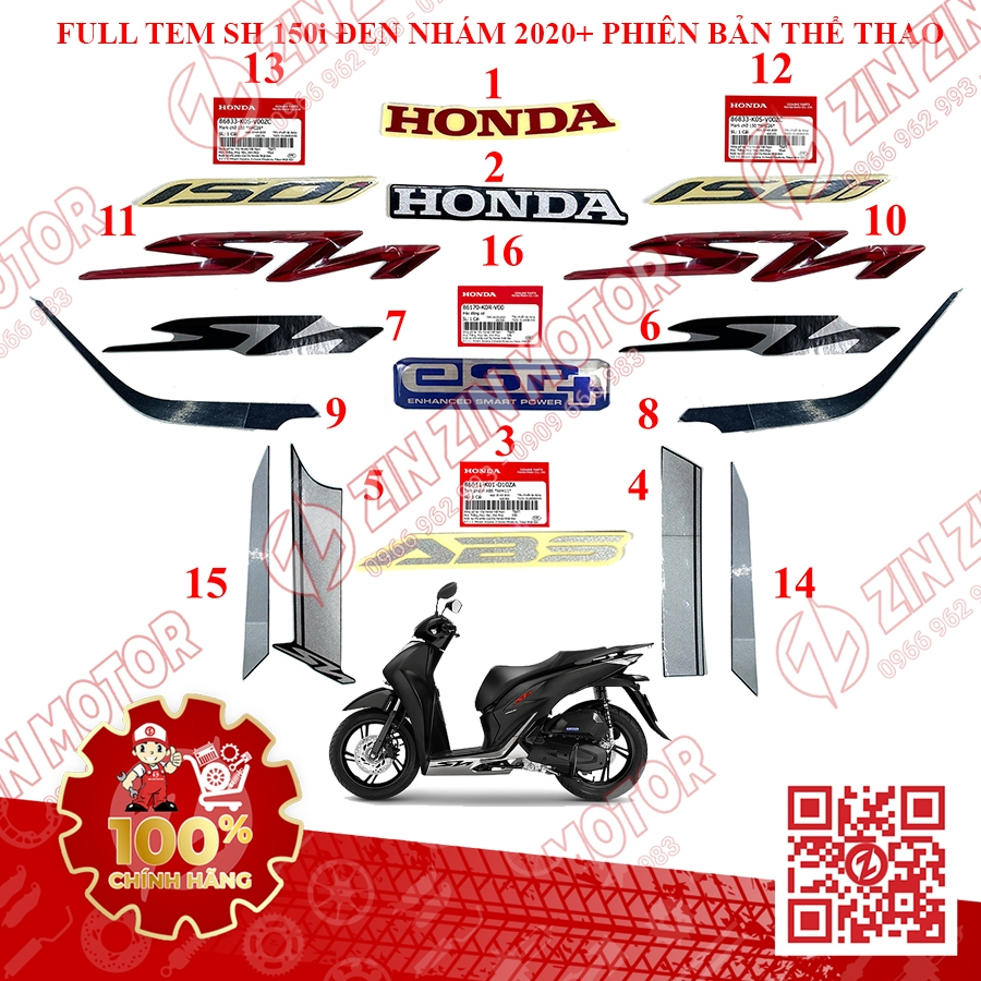 Tem Xe SH 150i Đen Nhám, Tem Rời SH 2021 2022 Phiên Bản Đặc Biệt Chính ...