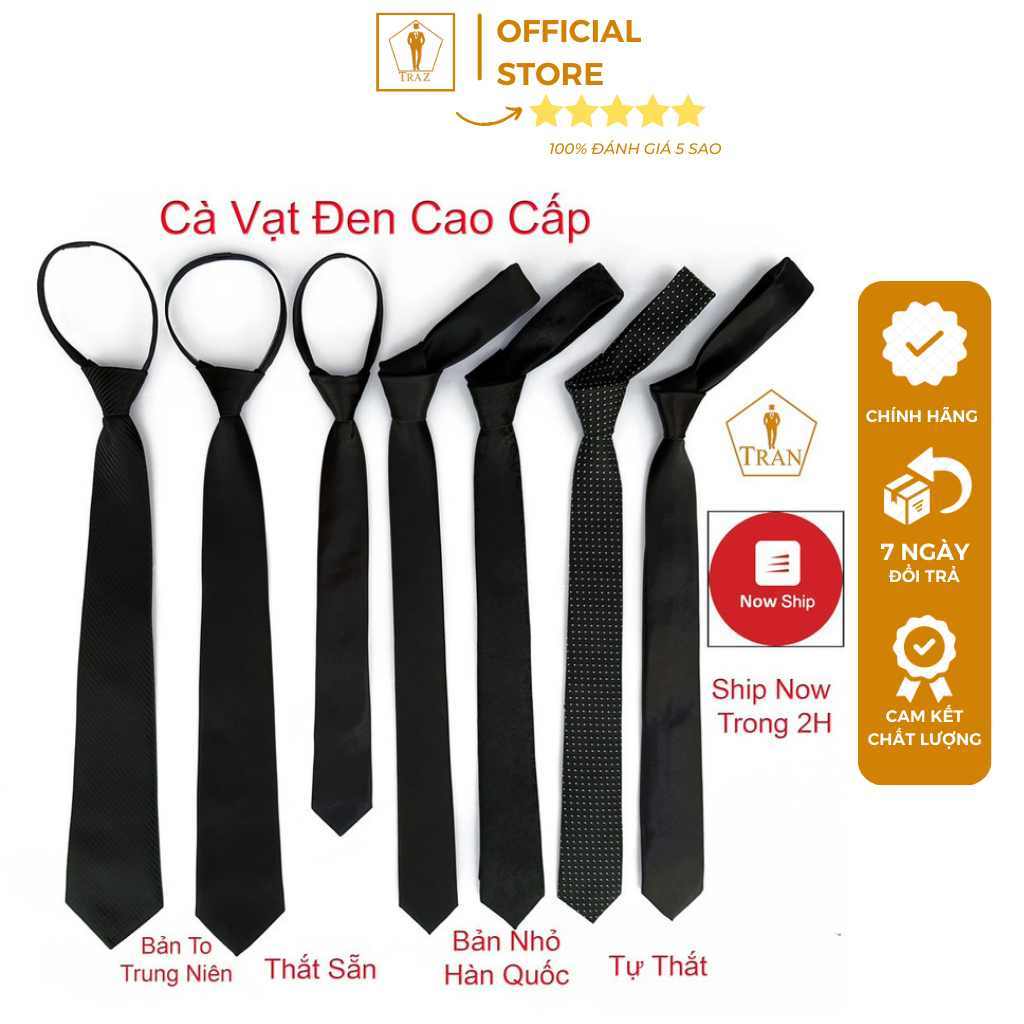 Cà Vạt, Caravat TRAZ MEN Ca vat Đen Nam Bản Nhỏ, Bản To Cao Cấp 5cm | Shopee Việt Nam