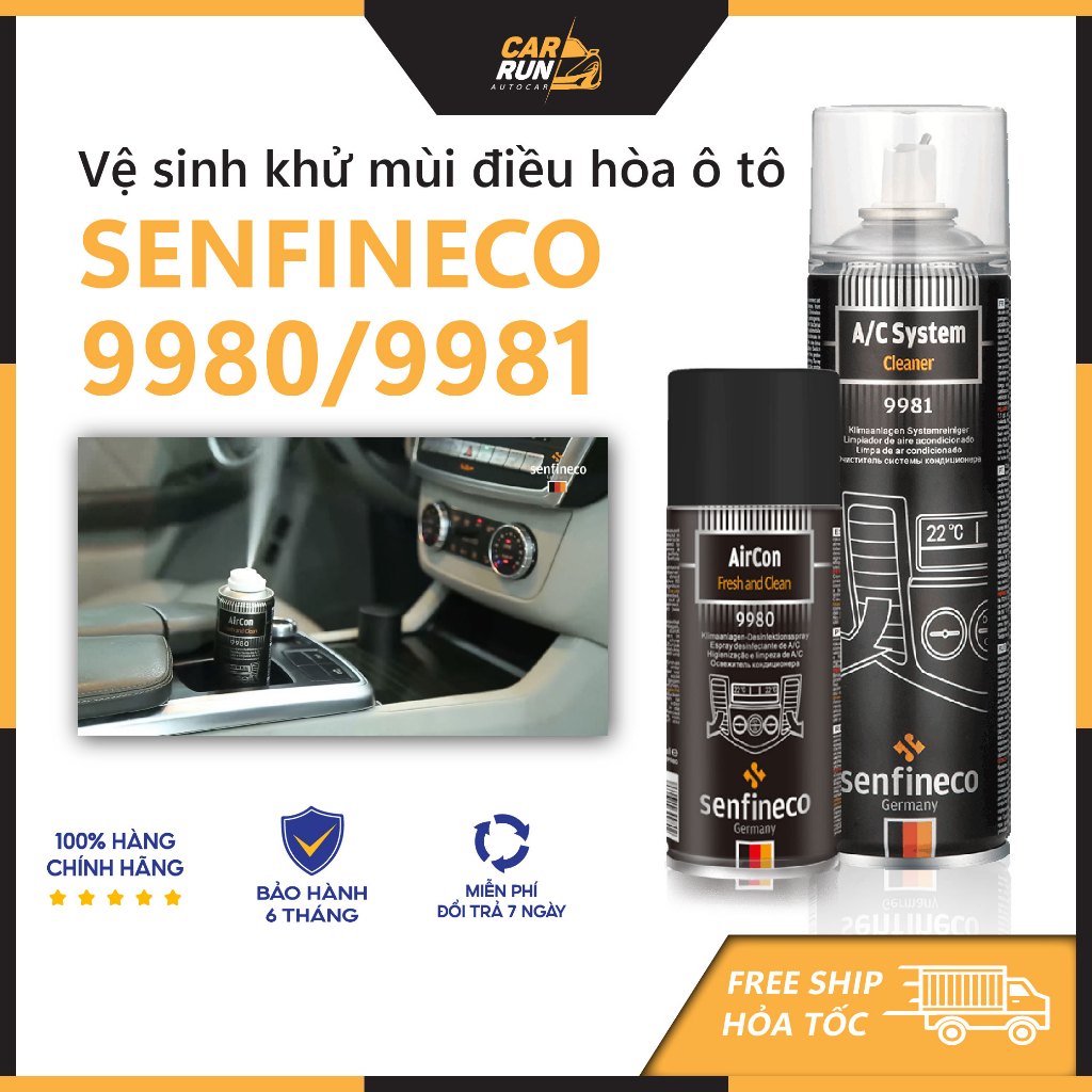 Chai xịt khử mùi điều hòa, nội thất ô tô hương chanh Senfineco 9980 ...