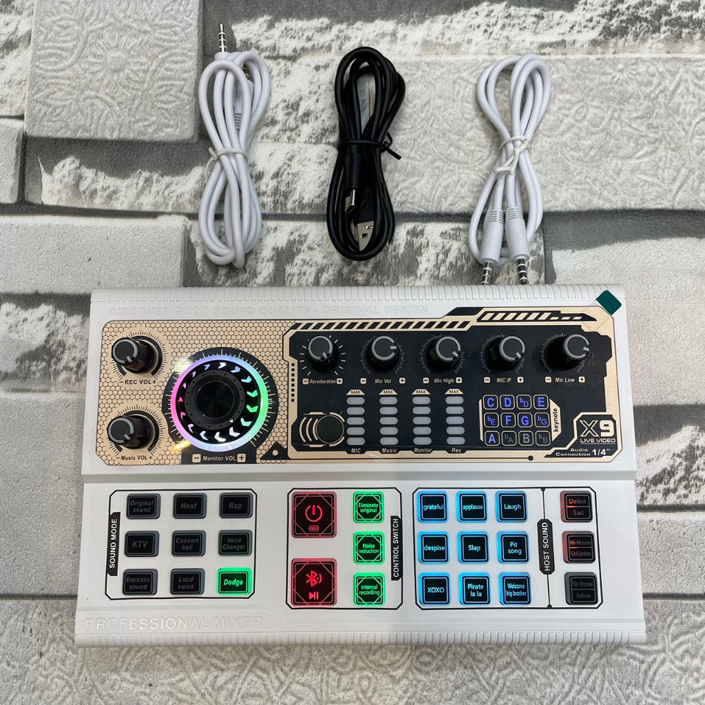 Bộ Sound Card X9 Tích Hợp Pin Đèn LED, Dây Livestream, có Nhiều Hiệu ...