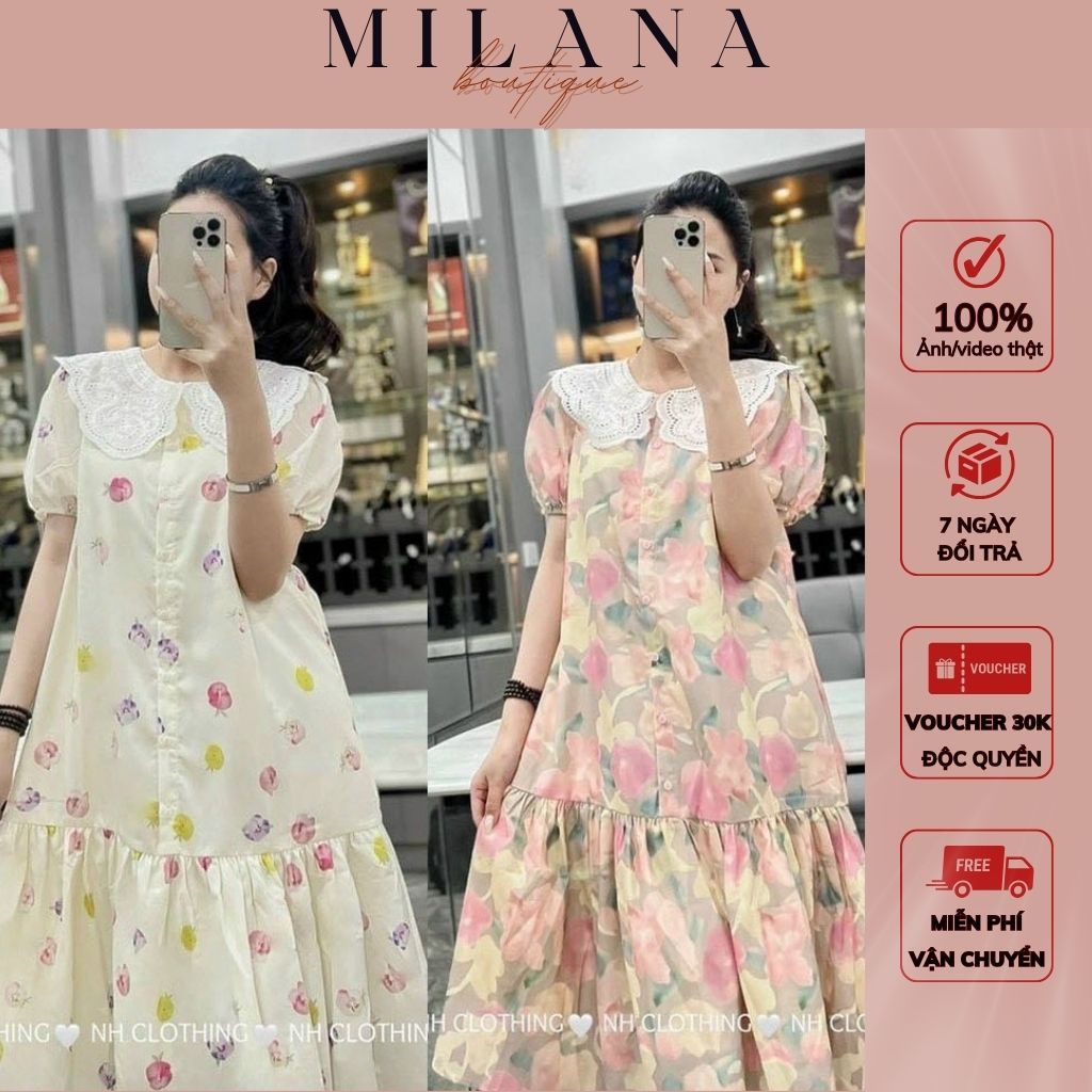 Váy bầu, đầm bầu babydoll thời trang MILANA. họa tiết hoa sang chảnh xinh xắn, phù hợp mặc đi ...