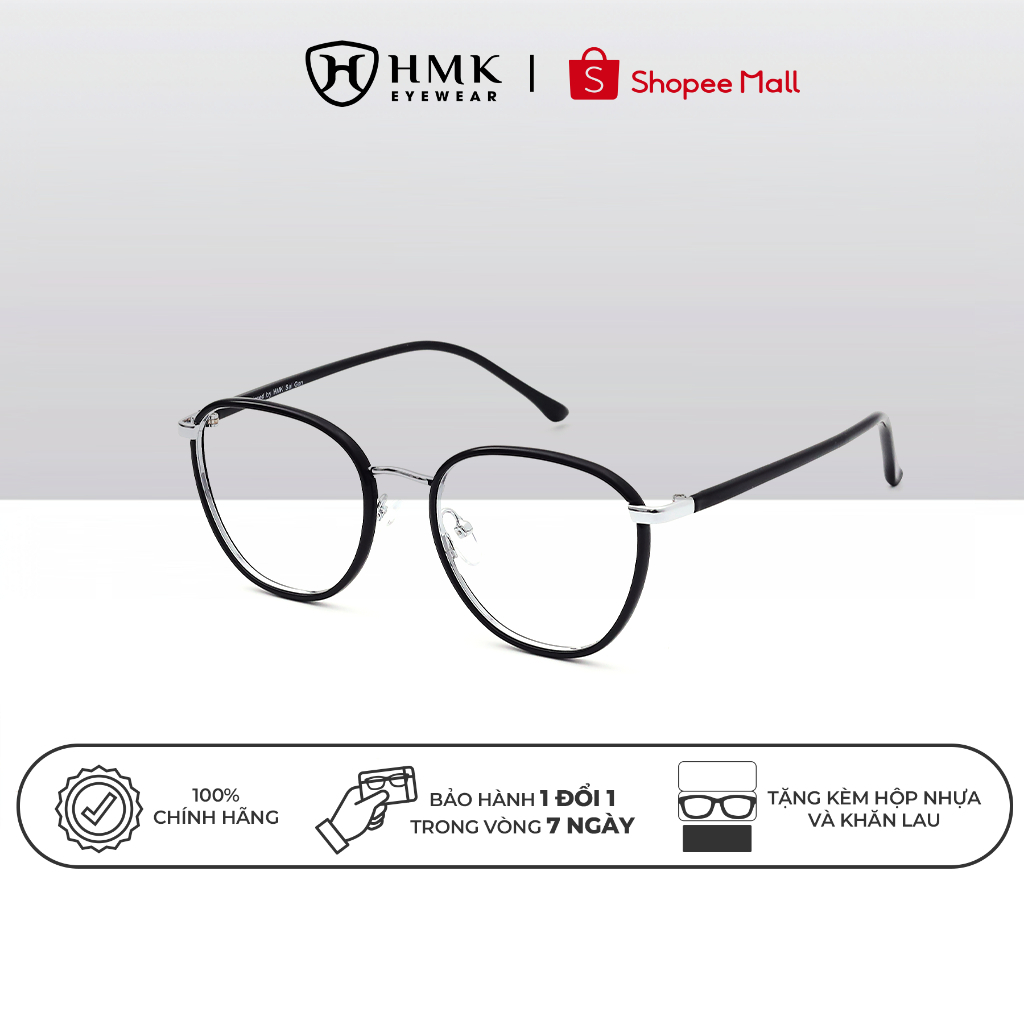 Gọng Kính Cận HMK Eyewear Kim Loại Nam Nữ Dáng Mắt Mèo Tròn Dễ Đeo ...