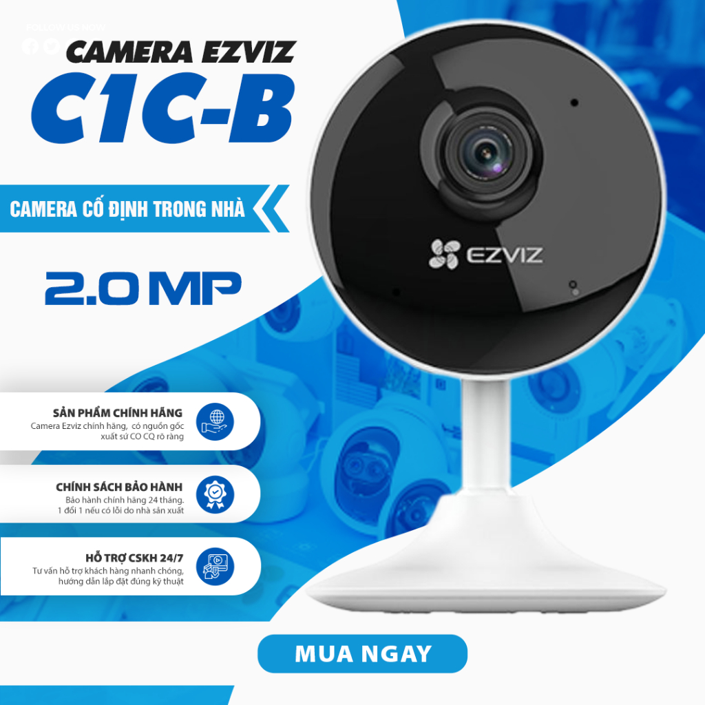 Camera Ezviz C1C-B 2MP - Camera wifi nhỏ gọn trong nhà Full HD 1080P ...