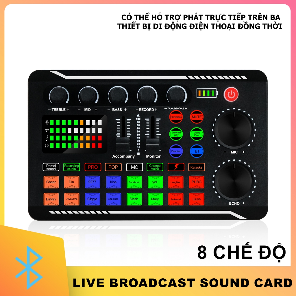F998 Sound Card Máy Trộn âm thanh chuyên Nghiệp Card Âm Thanh Trực Tiếp ...