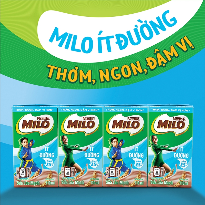 Thùng 48 hộp sữa lúa mạch Nestle MILO Ít Đường x 110ml | Shopee Việt Nam