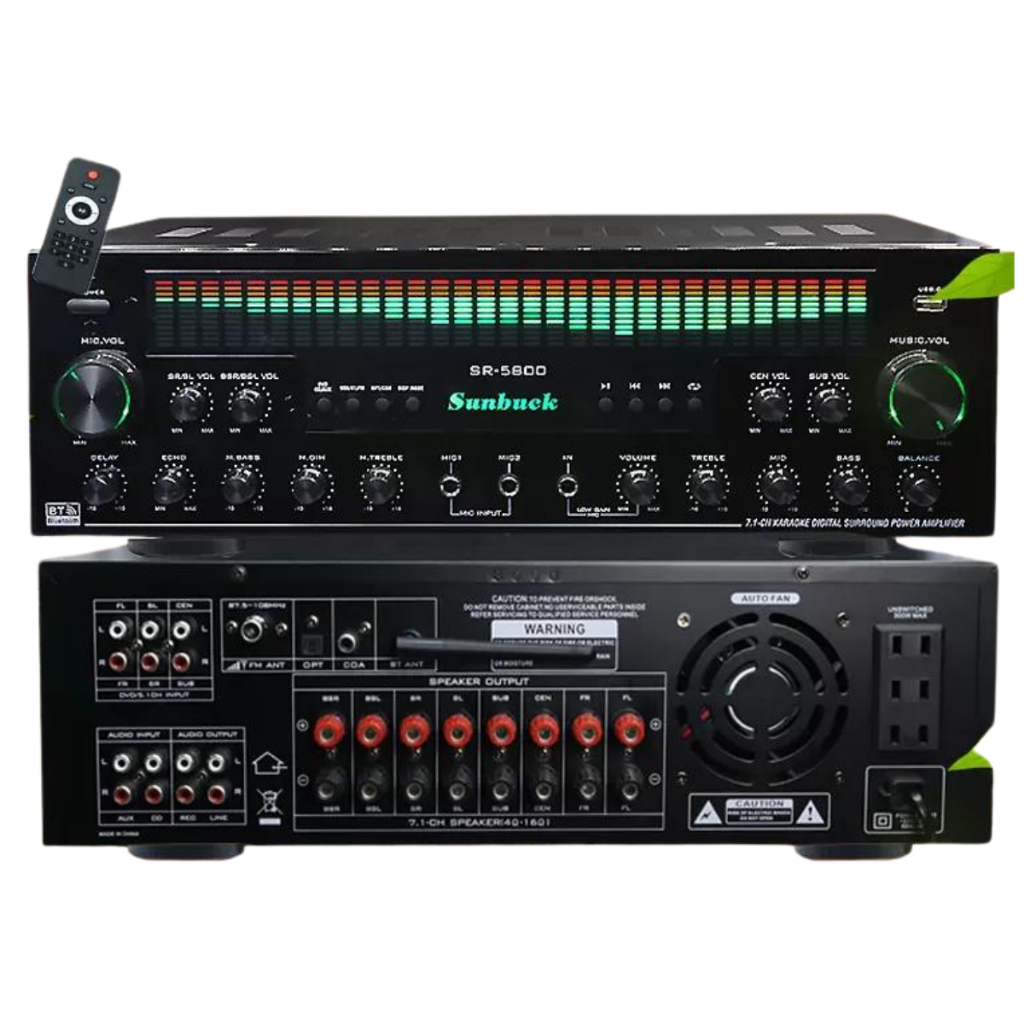 Amply Bluetooth Gunssi SUNBUCK SR-5800, Amply karaoke, công suất 2200W, âm thanh vòm 7.1 kênh ...