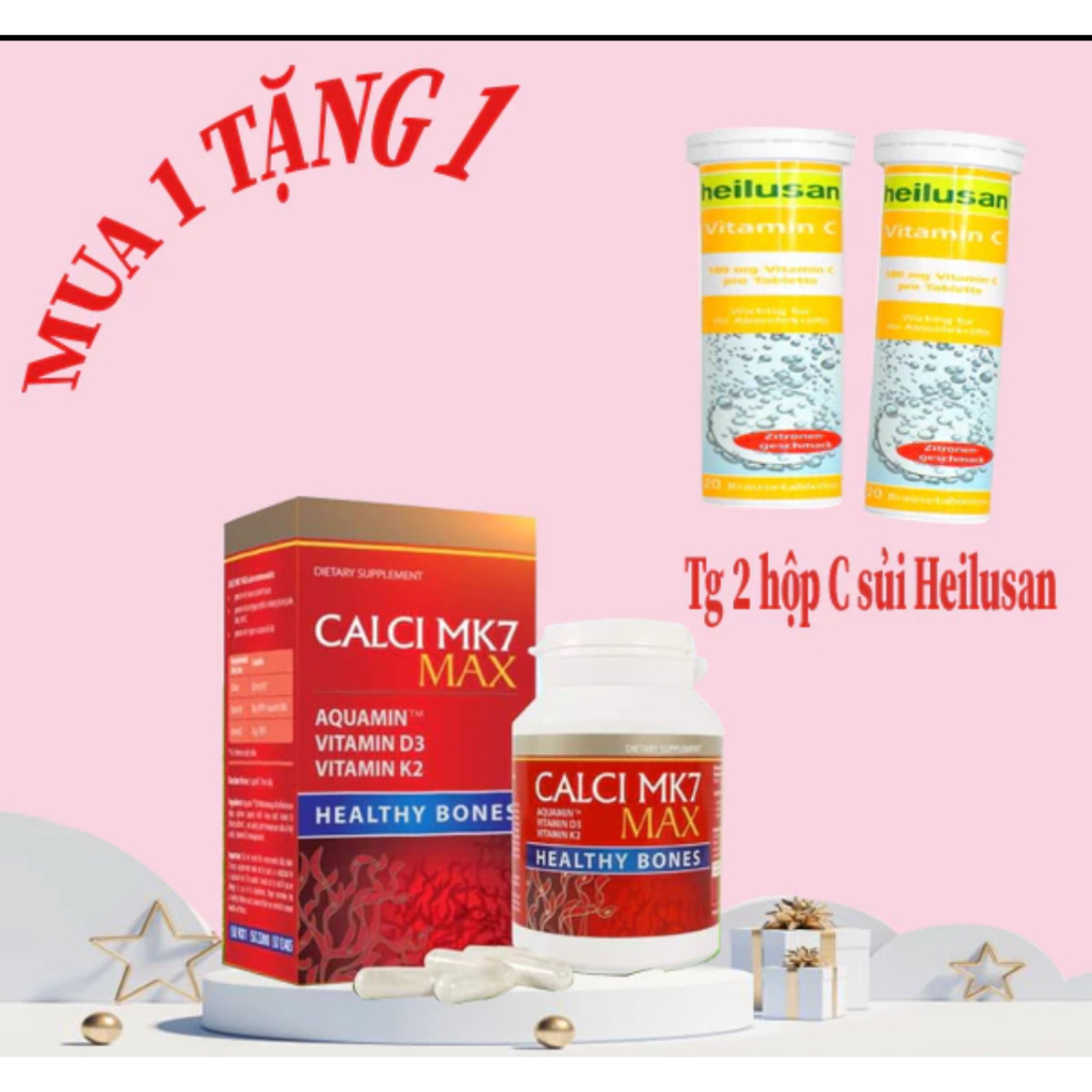 Calci MK7 Max - Viên uống bổ sung canxi tảo đỏ tự nhiên, vitamin D3, MK7 hộp 60 viên | Shopee ...