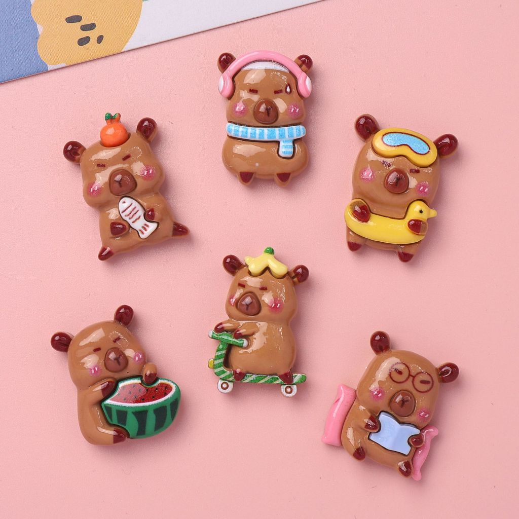 Bộ 12 Sticker, Charm 3D CAPYBARA 2 DIY Mayto gắn Dép Cross, Dép Sục, Cá ...