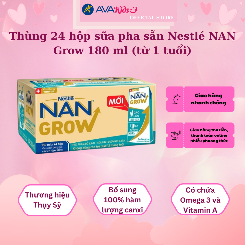 Thùng 24 hộp sữa pha sẵn Nestlé NAN Grow 180 ml (từ 1 tuổi) | Shopee ...