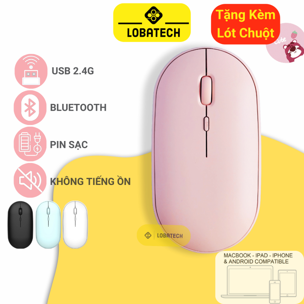 Chuột không dây bluetooth wireless mouse pin sạc dùng 1 tháng W540, cho ...