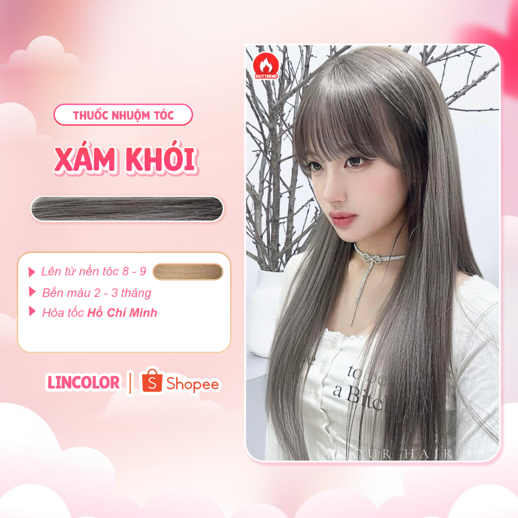Thuốc nhuộm tóc, thuốc nhuộm tóc màu Xám Khói LIN COLOR, tặng kèm oxy ...