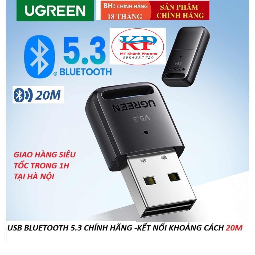 USB Bluetooth 5.3 Adapter Ugreen 90225 CHÍNH HÃNG ( khoảng cách 20m ghép cùng lúc 7 thiết bị ...